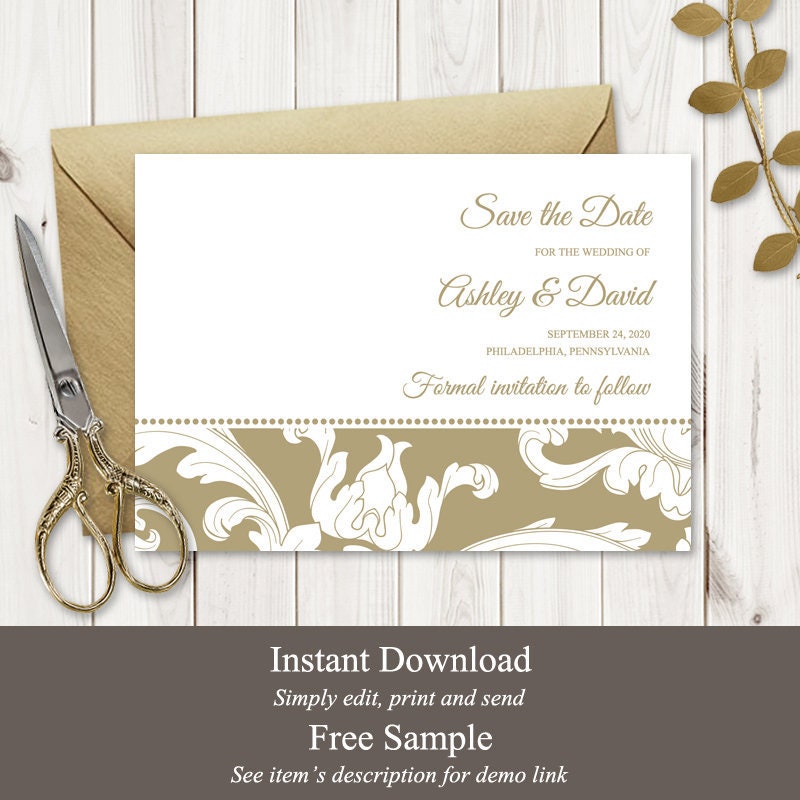 Printable Save the Date Card Template Elegance | Etsy