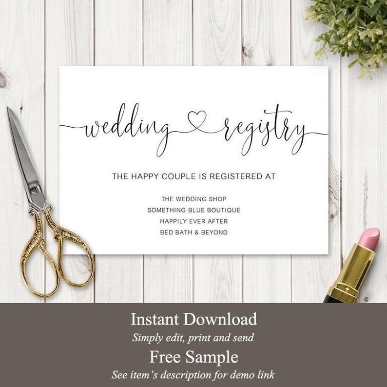modern-calligraphy-wedding-registry-card-template-with-heart-etsy
