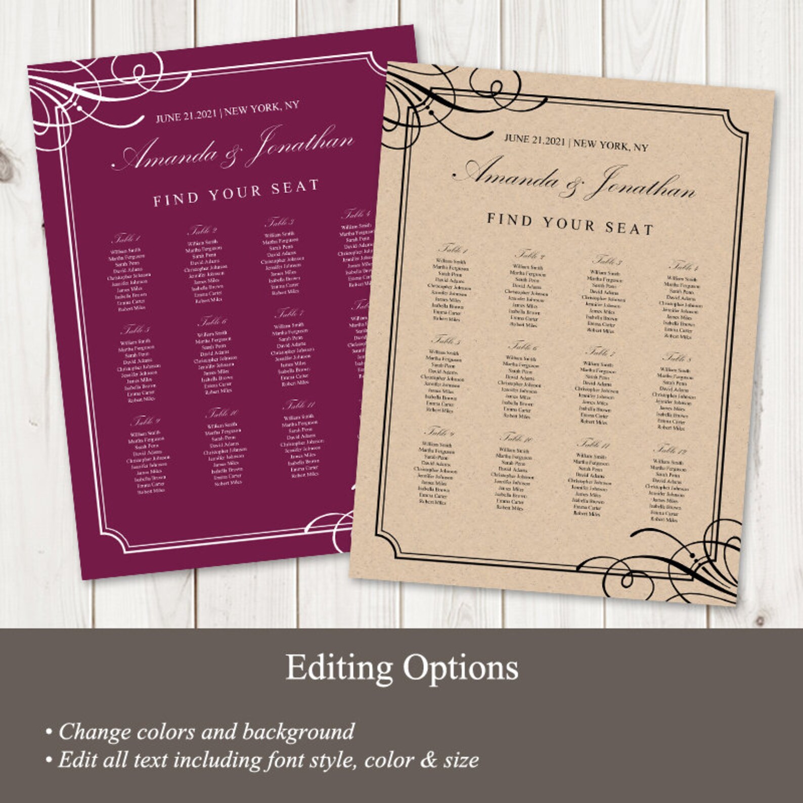 Seating Chart Poster Template classy Luxe Old | Etsy