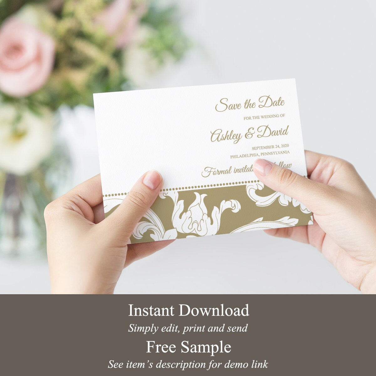 Printable Save the Date Card Template elegance - Etsy