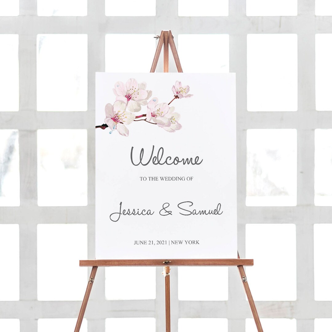 Wedding Welcome Poster Template "cherry Blossom", Pink. DIY Printable ...