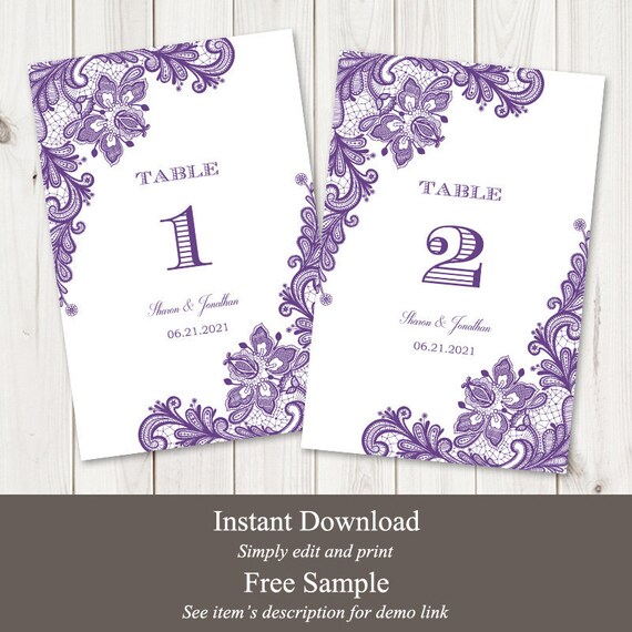 Eelgant Wedding Table Numbers Template. DIY Printable Rustic | Etsy