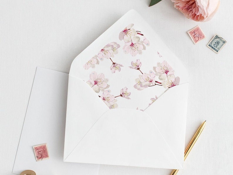 Wedding Envelope Liner Printable Template DIY Liners Cherry | Etsy