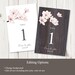 Spring Wedding Table Numbers Template cherry - Etsy