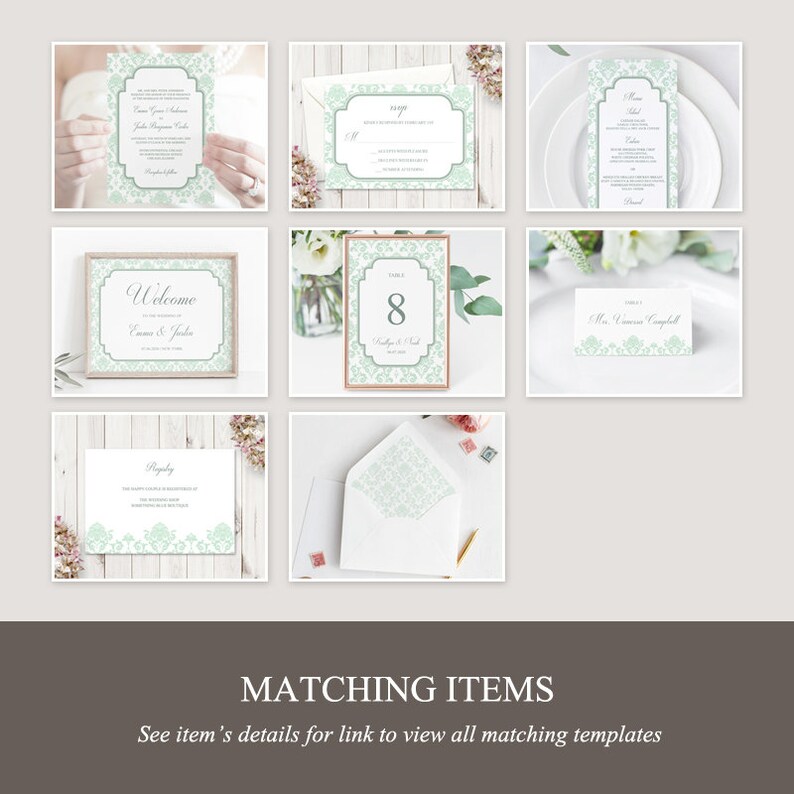 Printable Wedding Registry Card floral Damask | Etsy