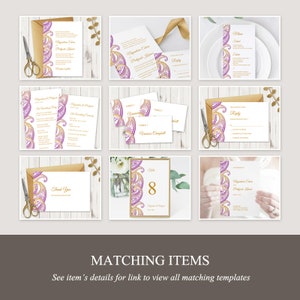 Indian Wedding Table Numbers Template paisley, Purple & Gold. DIY ...
