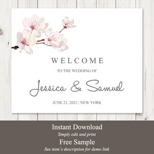 Custom Sign Template "cherry Blossom", Pink. DIY Printable Japanese ...