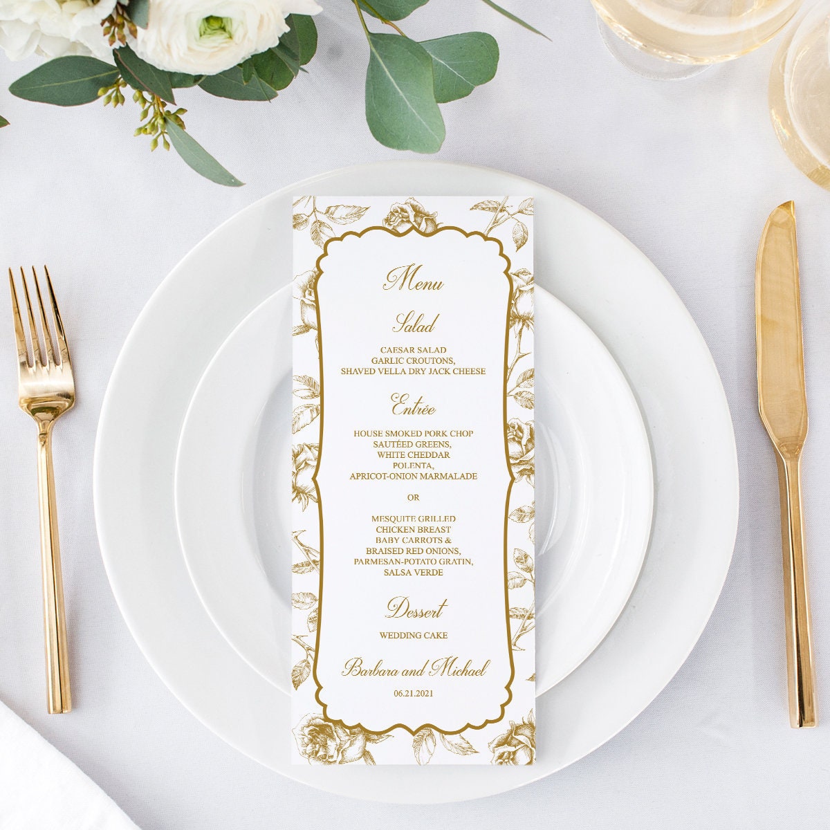 Elegant Wedding Menu Template vintage Roses Gold. - Etsy
