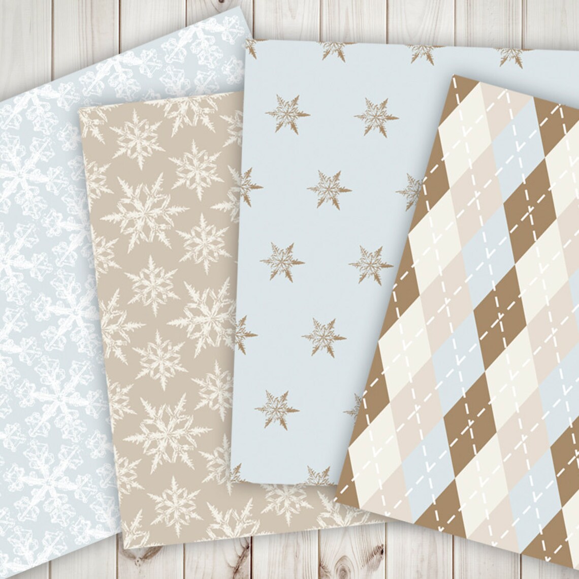 Christmas Paper Pack, Winter Digital Paper Pad, Printable Paper Set ...
