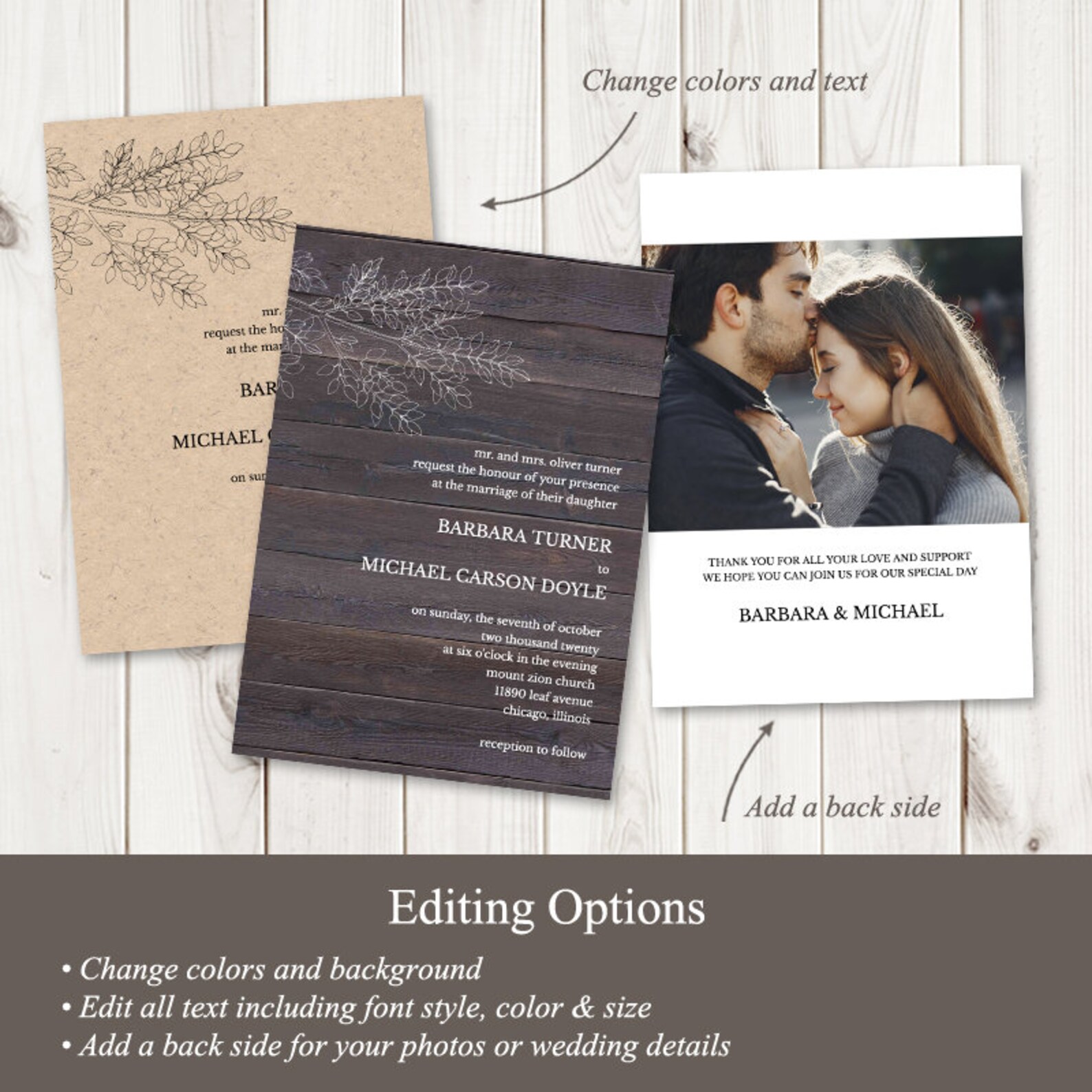 Spring Wedding Invitation Printable Template leafy | Etsy