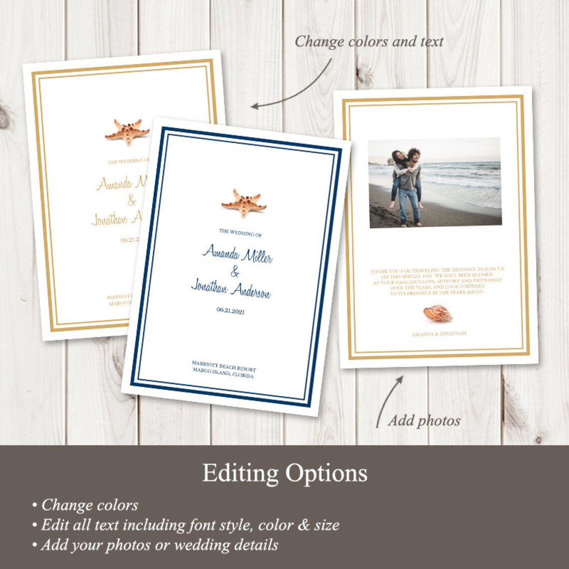 Beach Wedding Program Template seashell Songs - Etsy