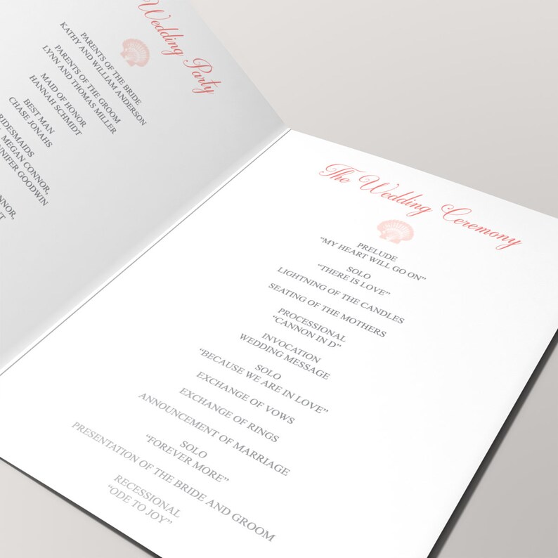 Destination Wedding Program Template seaside - Etsy