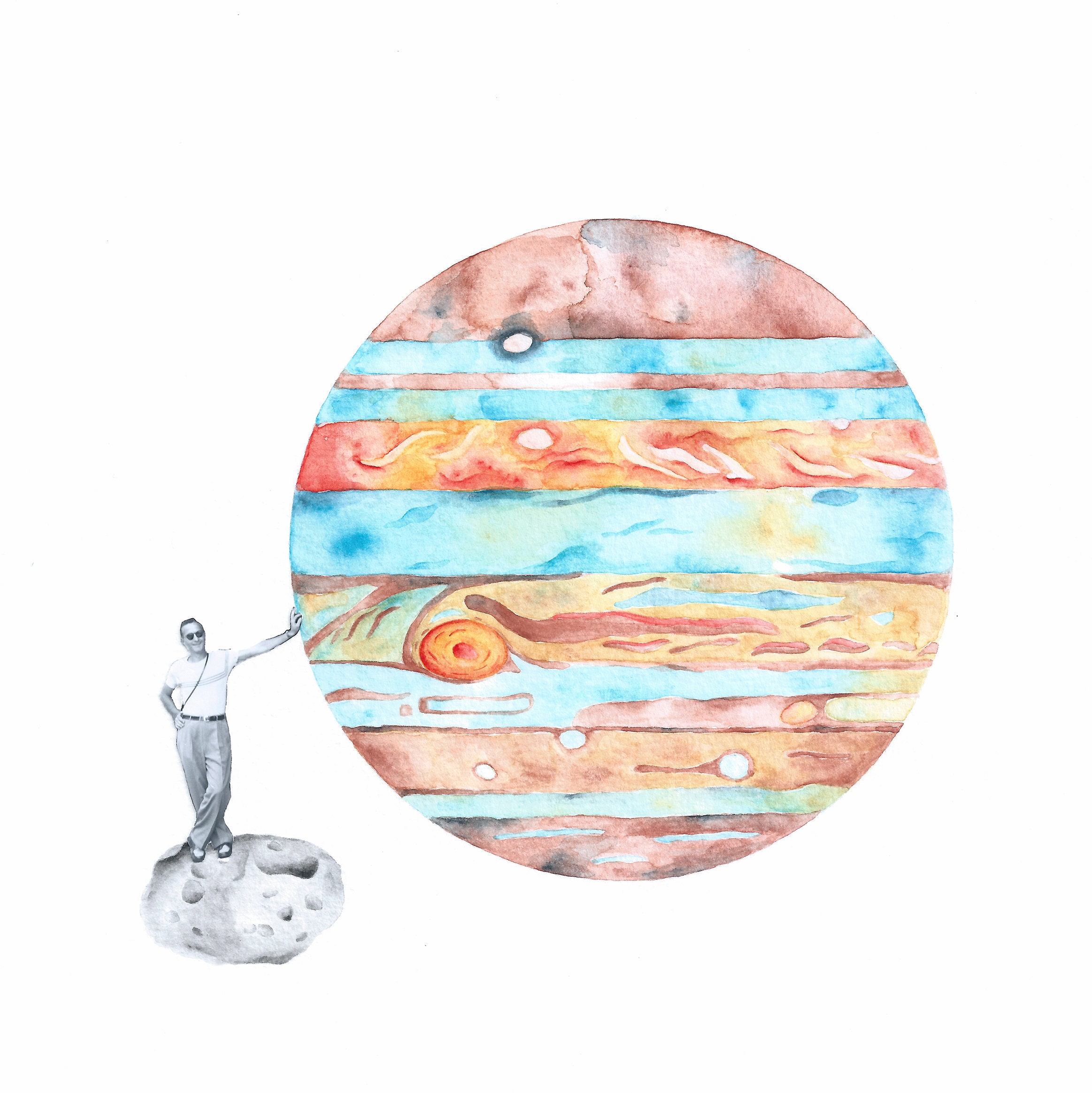 Planet Jupiter Watercolor Painting Print, Astronomy, Funny Art - Etsy