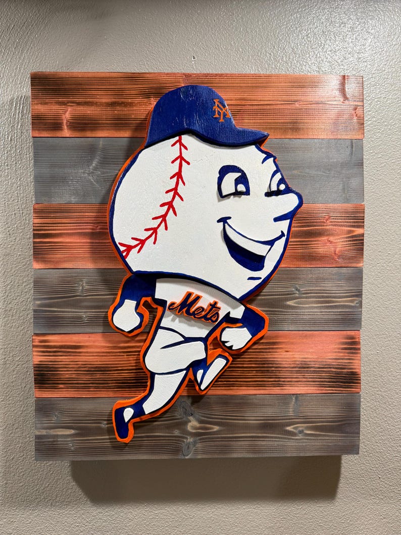 Mr. Met, New York Mets 3D Wooden Sign. - Etsy