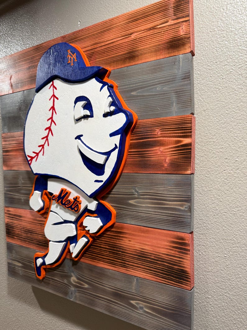 Mr. Met, New York Mets 3D Wooden Sign. - Etsy