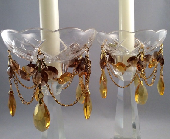 Amber and Teak Crystal Bobeche Set - Etsy