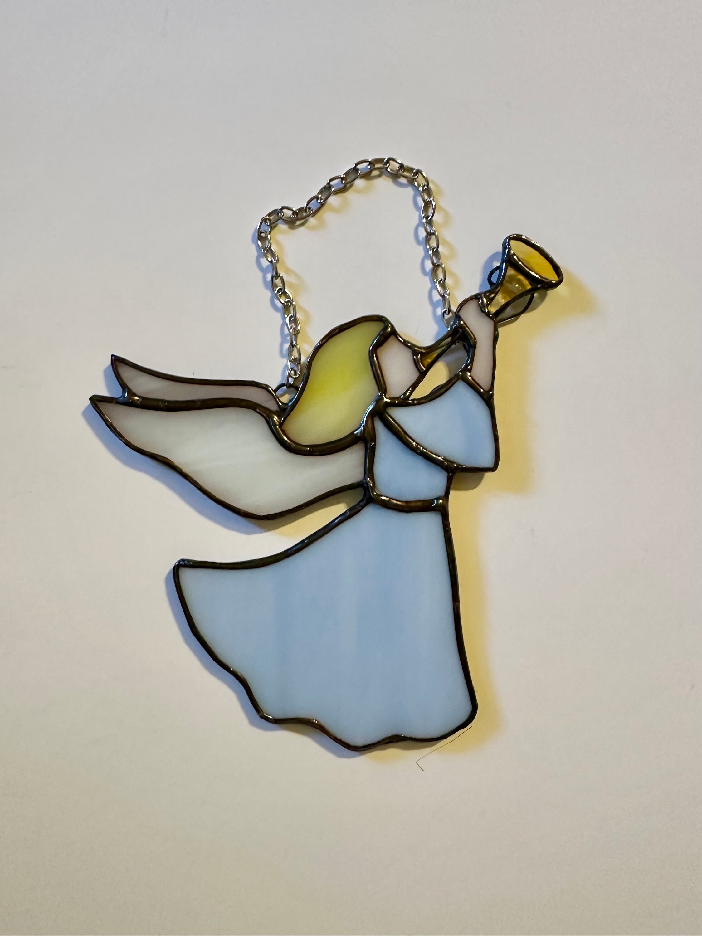 Blue Trumpeting Angel in Stained Glass - Etsy