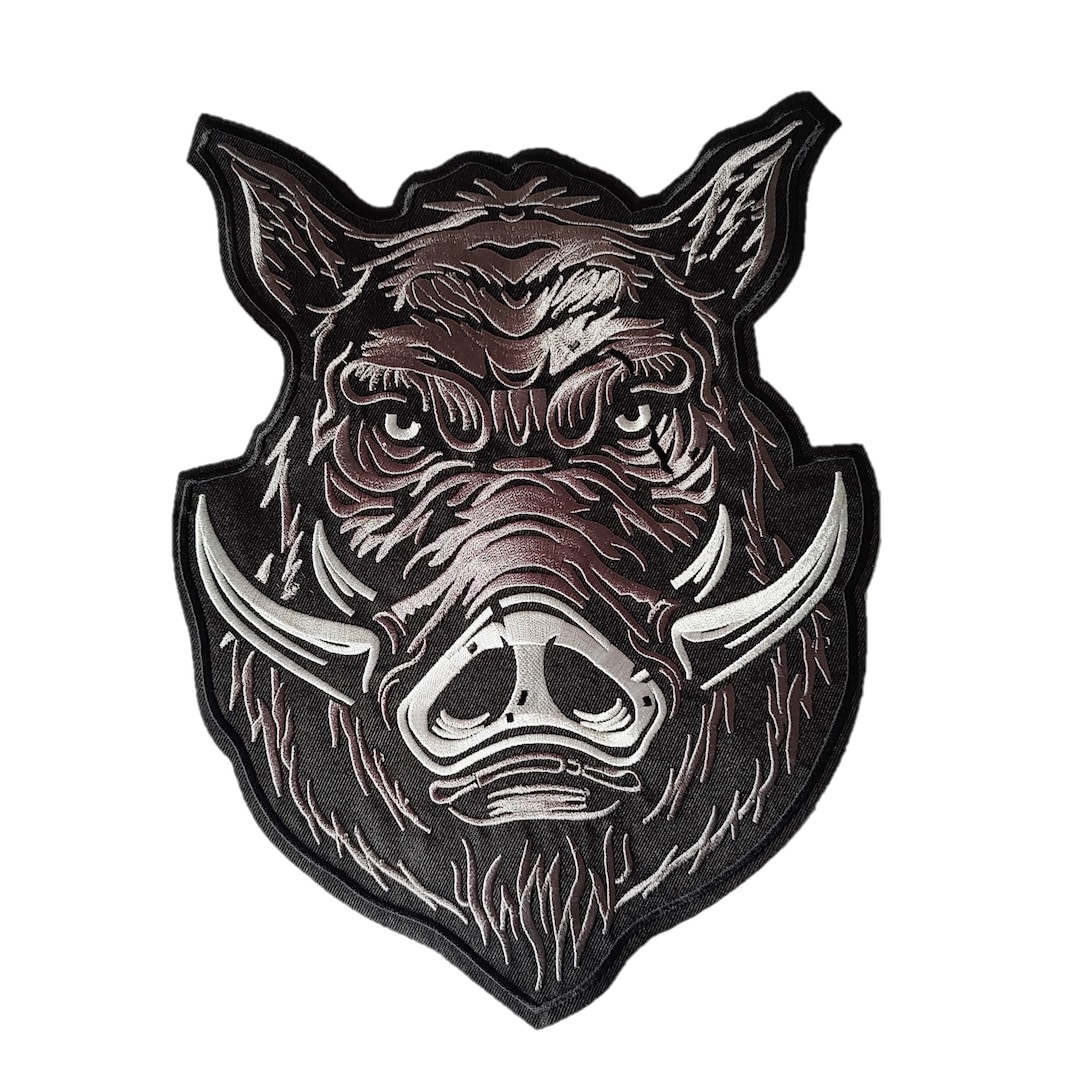 Hog Iron on Patch Embroidered Large Back 30 Cm X 22 Cm Sew Badge Motif ...