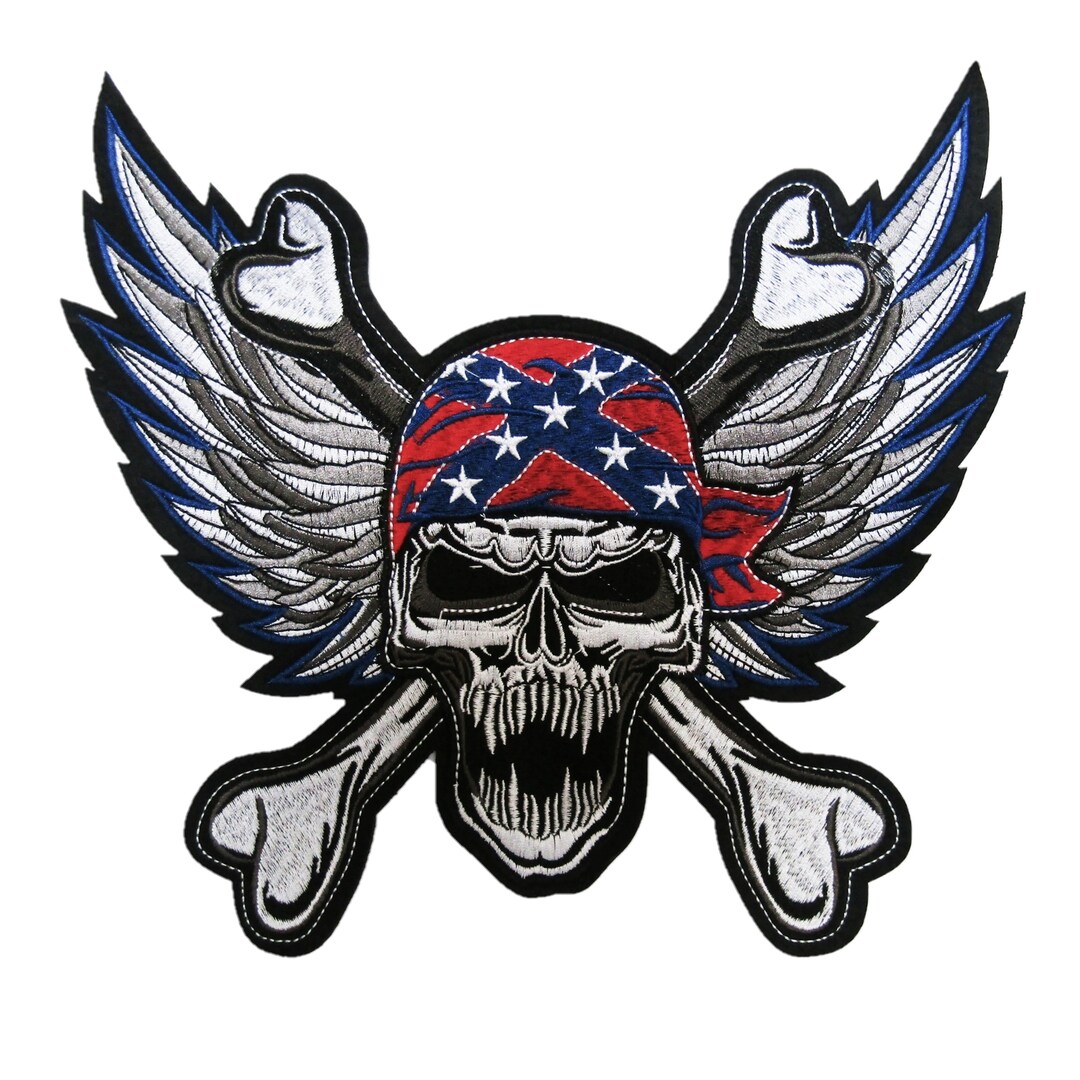 Large Skull Iron on Patch Full Back Piece Motif Patches Badge 27 Cm X ...