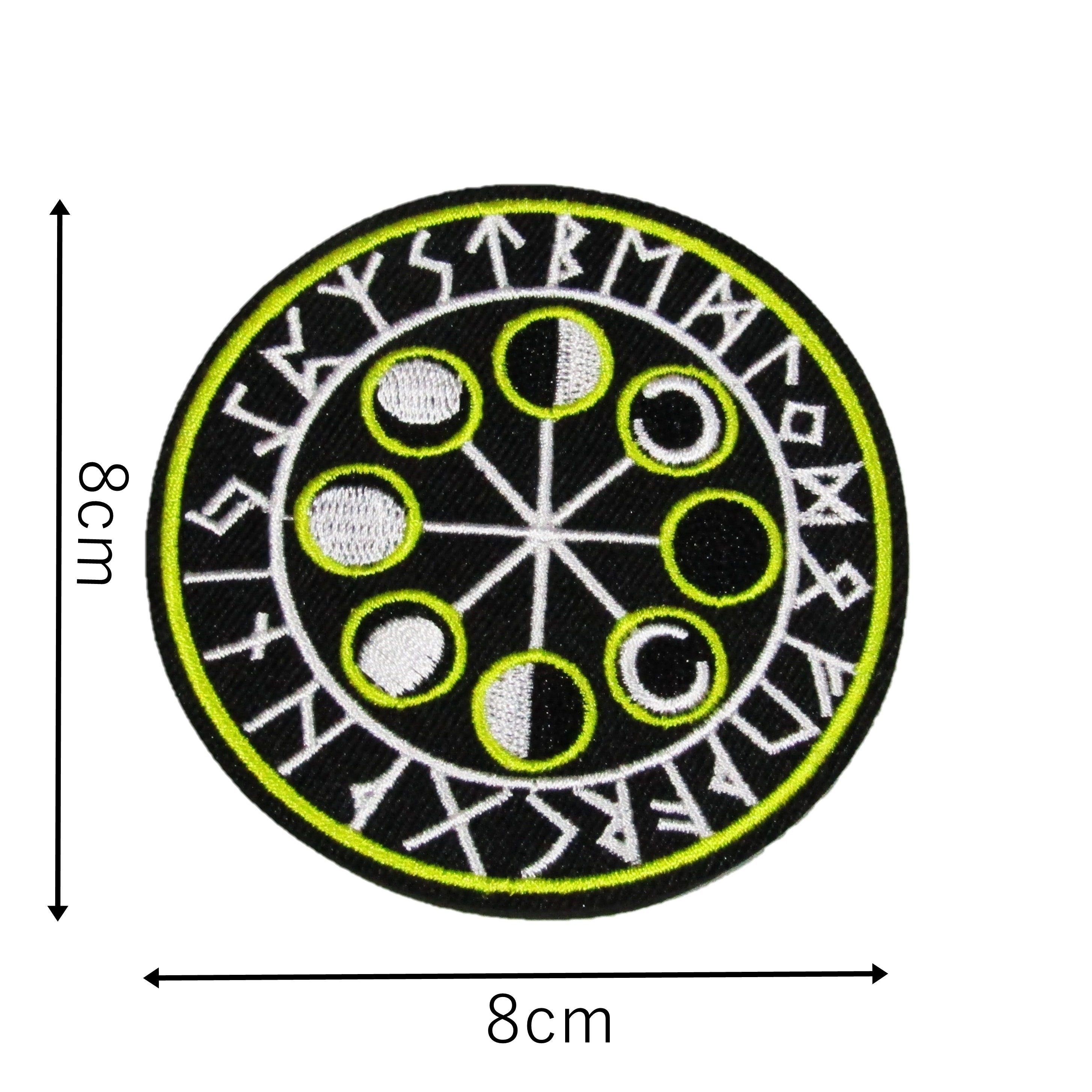 Nordic Moon Phases Viking Rune Iron on Patch Badge 8CM X 8CM Motif ...
