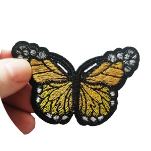 Yellow Butterfly Iron on Embroidered Sew 7.5 X 5cm Patch Badge Patches ...