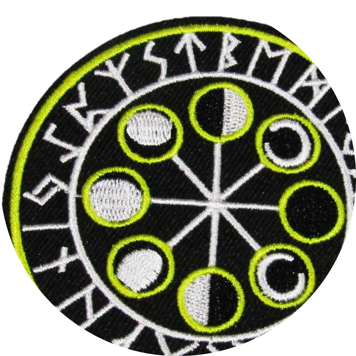 Nordic Moon Phases Viking Rune Iron on Patch Badge 8CM X 8CM Motif ...