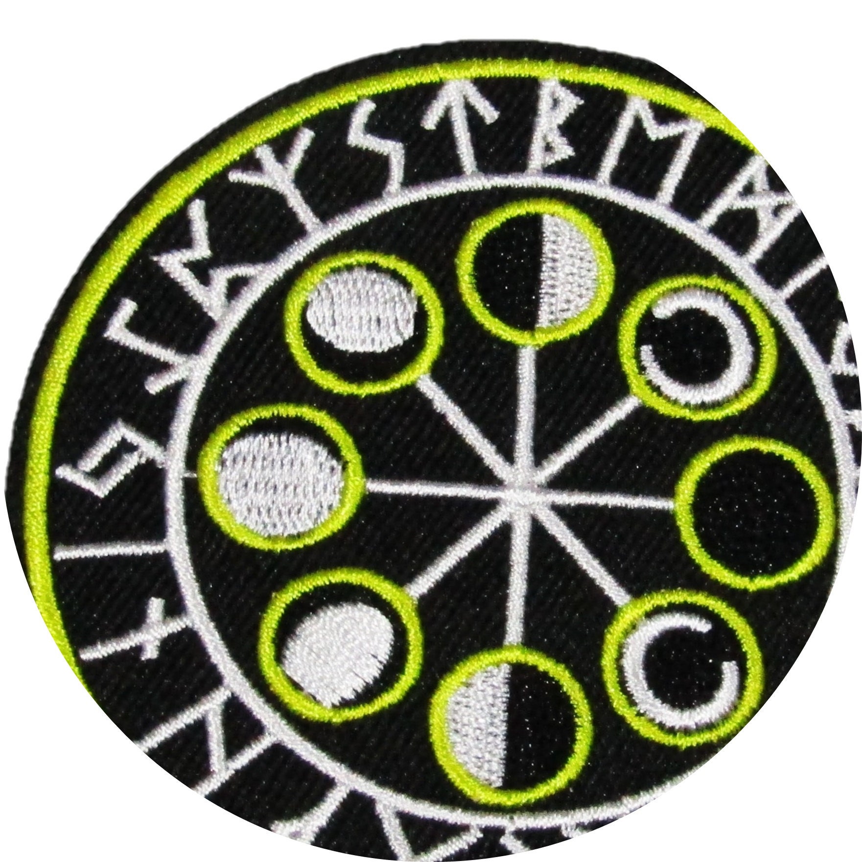 Nordic Moon Phases Viking Rune Iron on Patch Badge 8CM X 8CM Motif ...