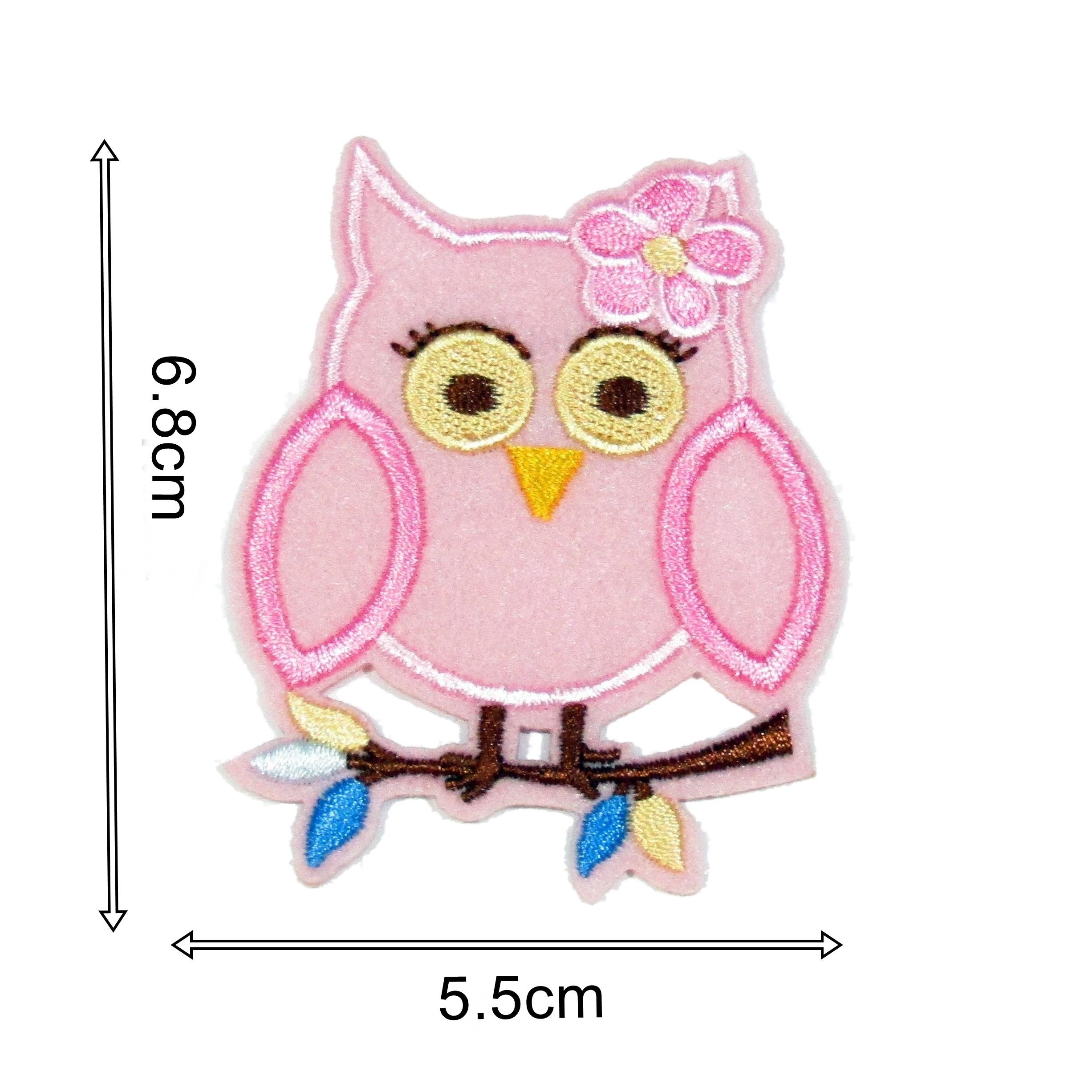 Cute Owl Patch Pink Child Iron on Cartoon Badge Patches Motif ...