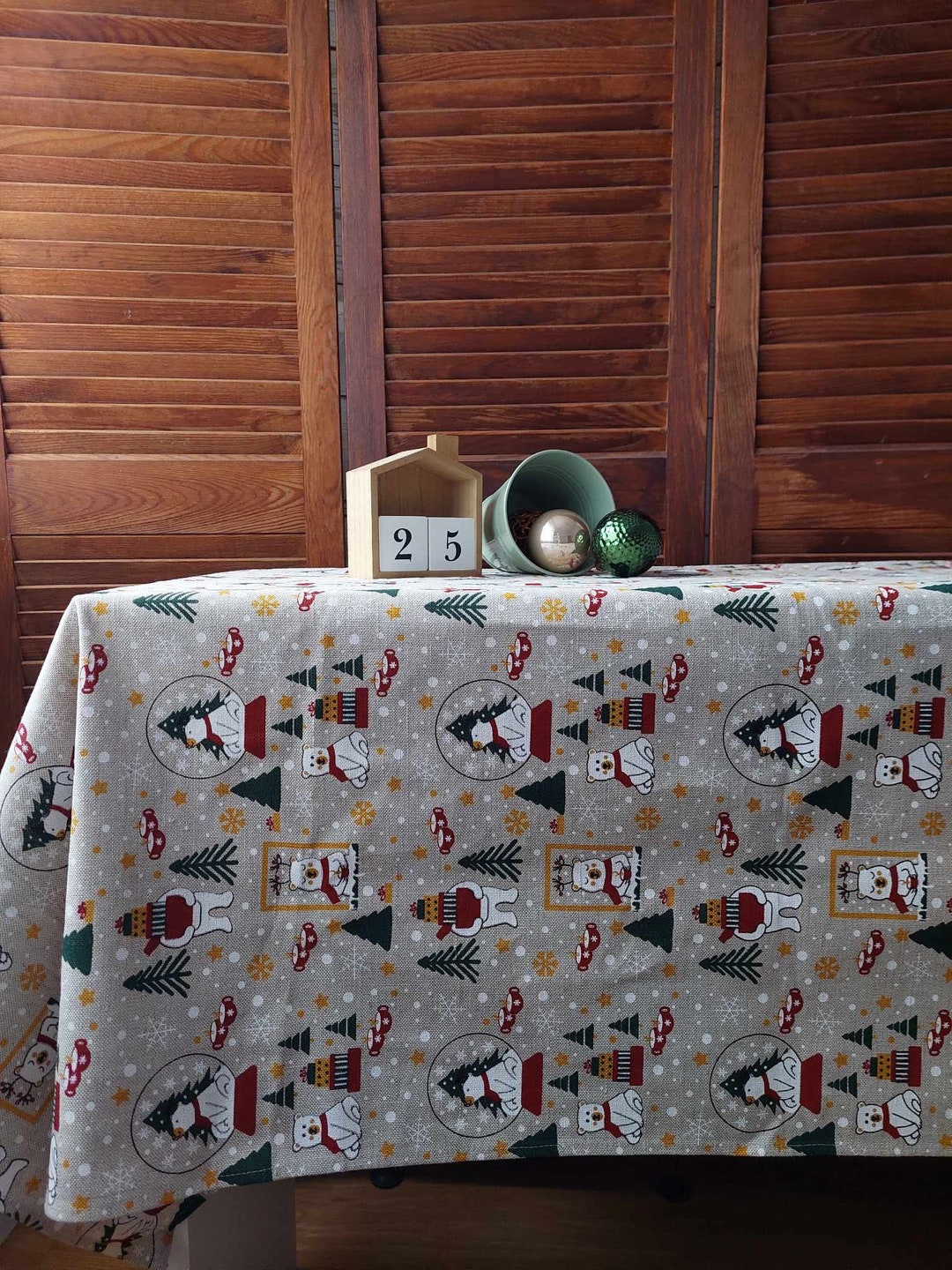 Christmas Linen/cotton Tablecloth, 5 Different Fabric Patterns, Linen ...