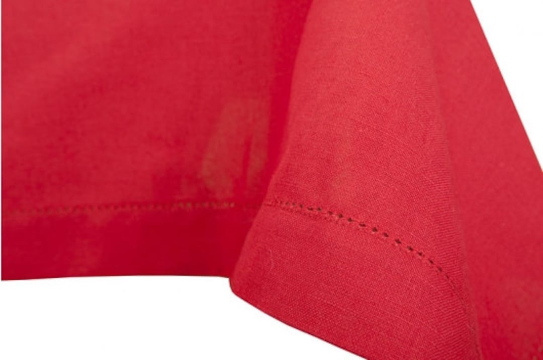 Christmas Linen Tablecloth, Red Linen, Cotton Table Top, Linen Table ...