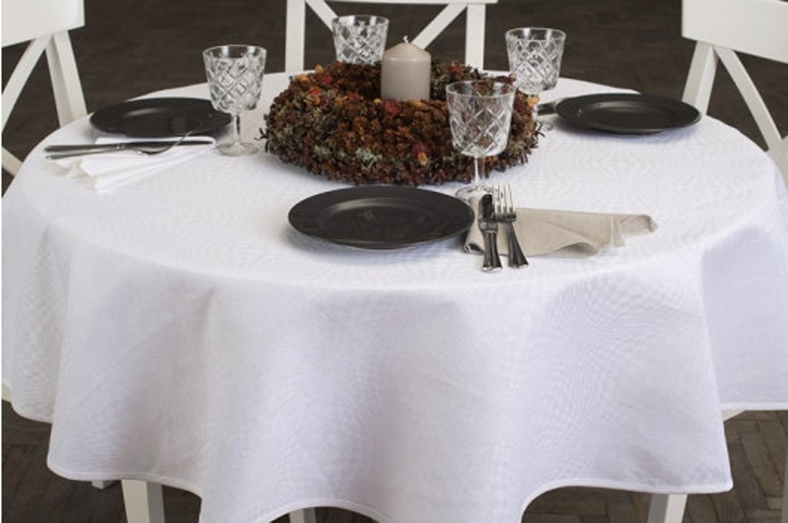 Linen Oval Tablecloth, White Linen Table Top, Linen Table Cover ...