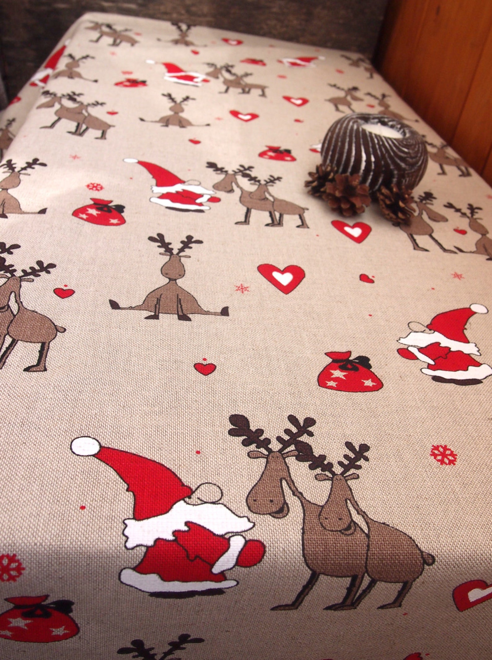 Christmas Linen/cotton Tablecloth, Linen Table Top, Linen Table Cover ...