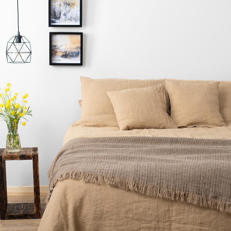 100% Linen Bed Duvet Cover, Light Brown Linen Bedding, Linen Duvet ...