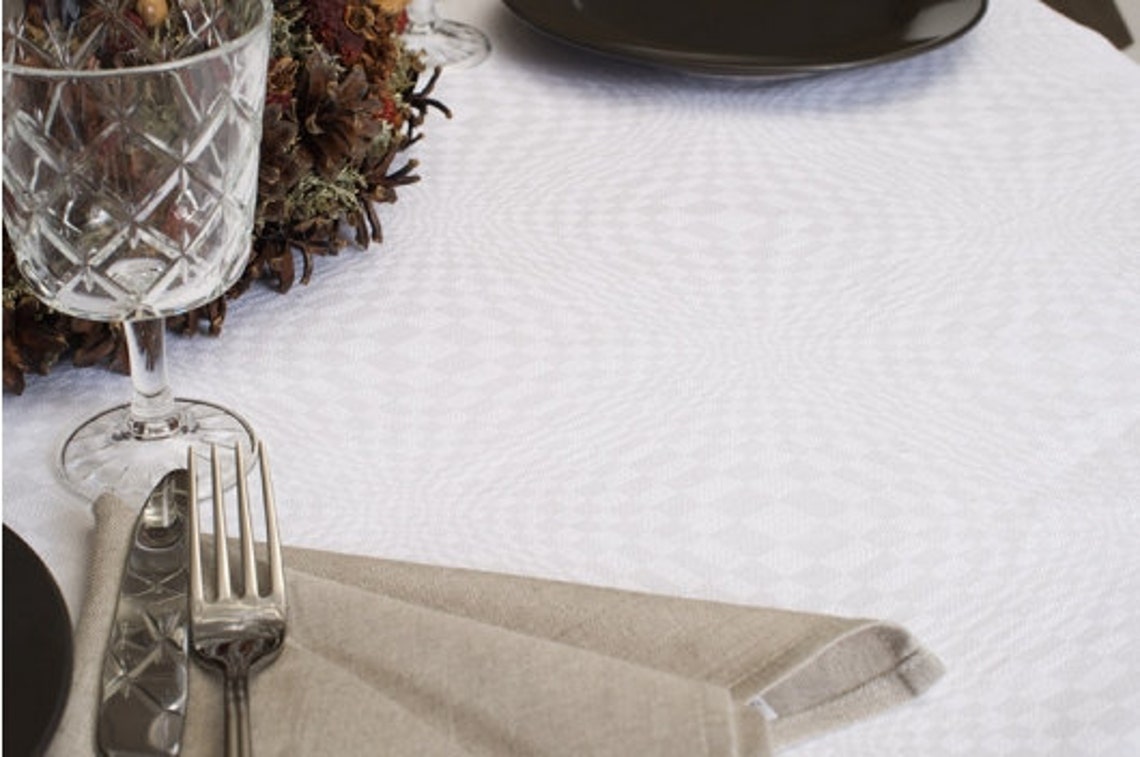 Linen Oval Tablecloth, White Linen Table Top, Linen Table Cover ...