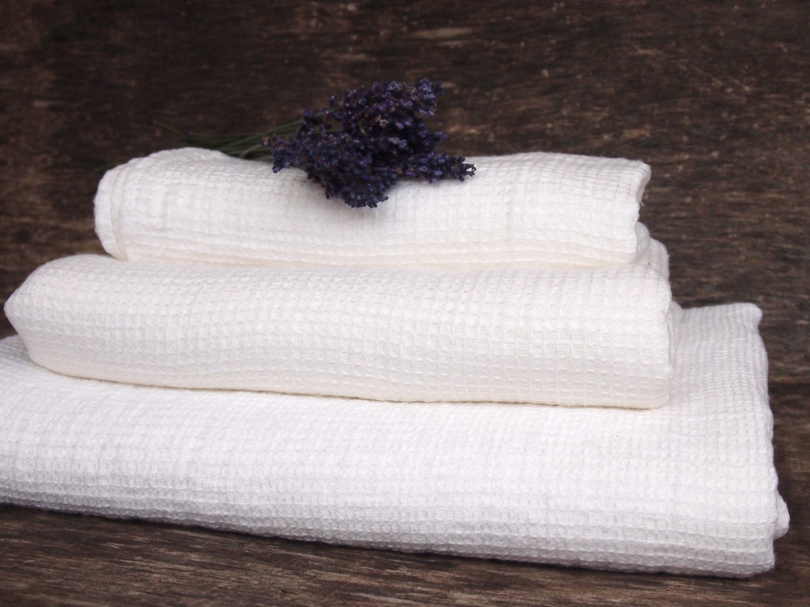 Linen Bath Towels Set of 3, Eco Linen Towel, Linen White Towel, Linen ...