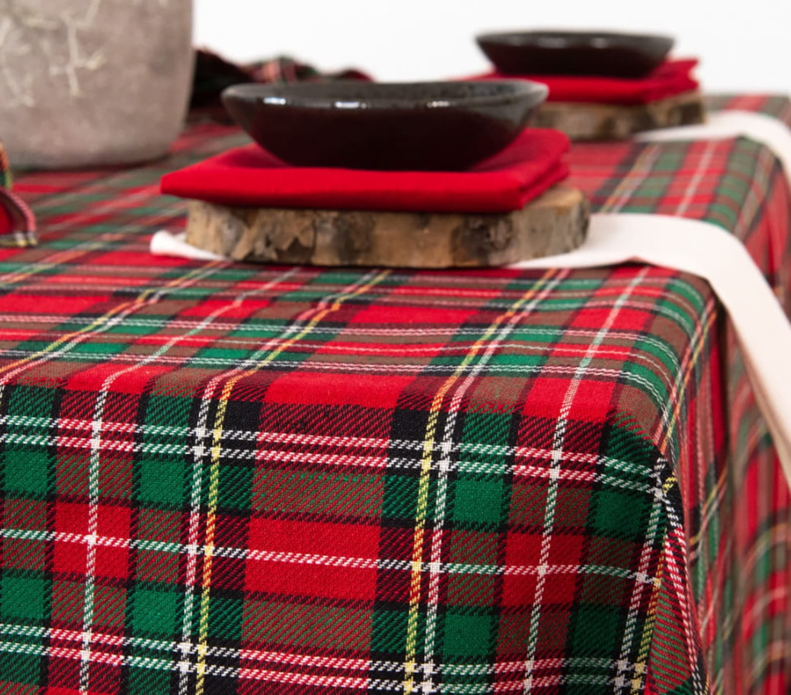 Christmas Linen Tablecloth Red Green Linen Table Top Linen - Etsy