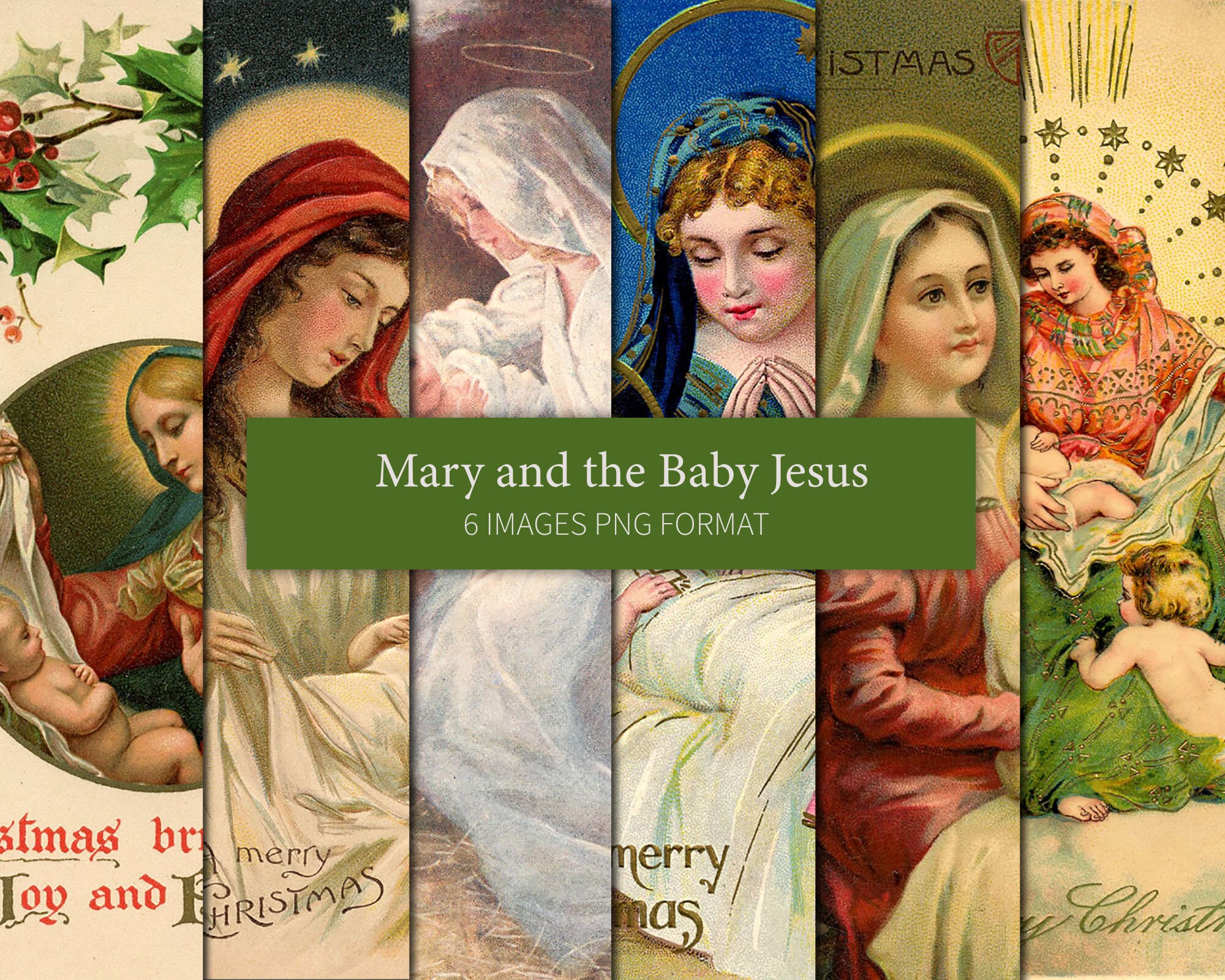 Vintage Mary & Jesus Christmas Cards: Vintage Illustrations, Antique ...