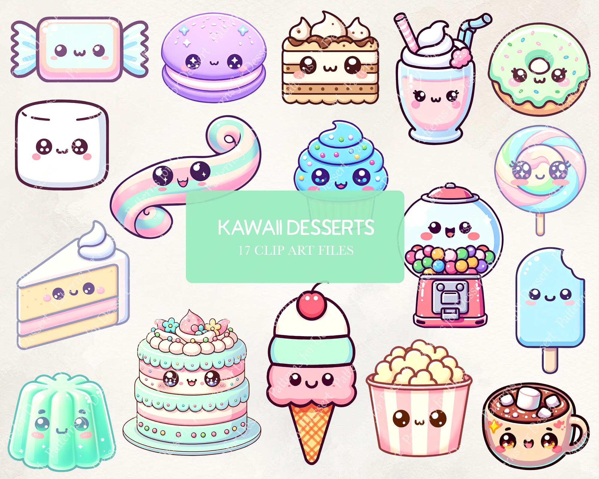 Pastel Kawaii Desserts Clip Art Scrapbook Elements Digital Download - Etsy
