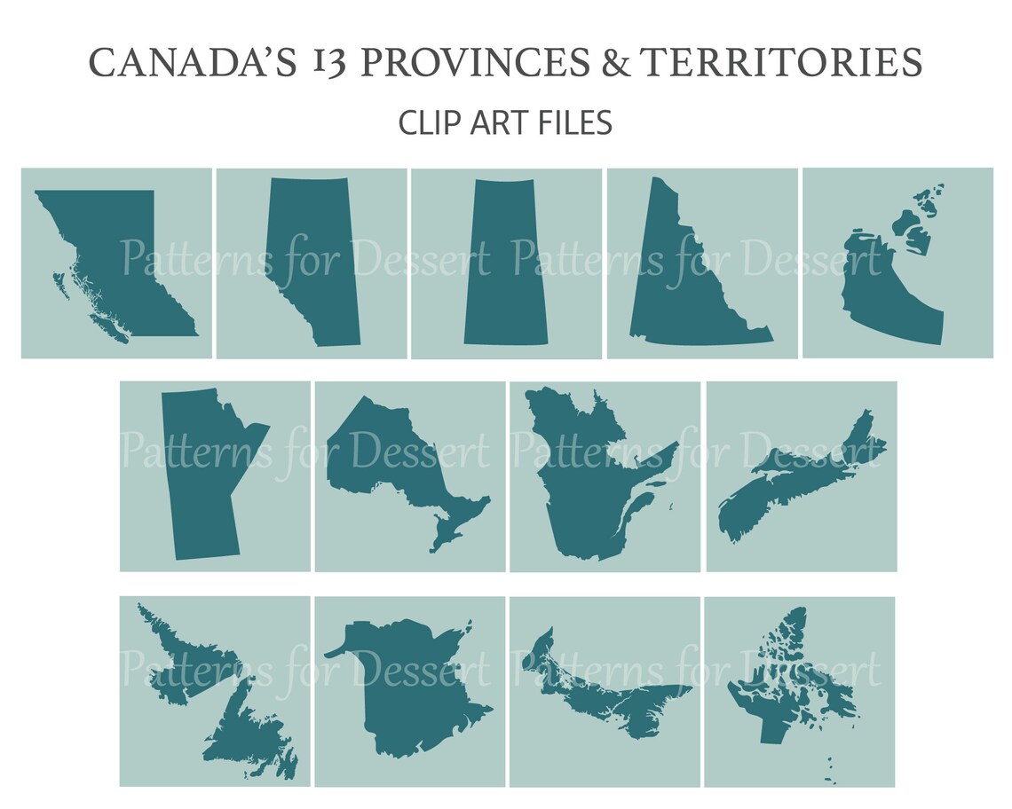 Canadian Provinces & Territories Clip Art, Scrapbook Elements ...