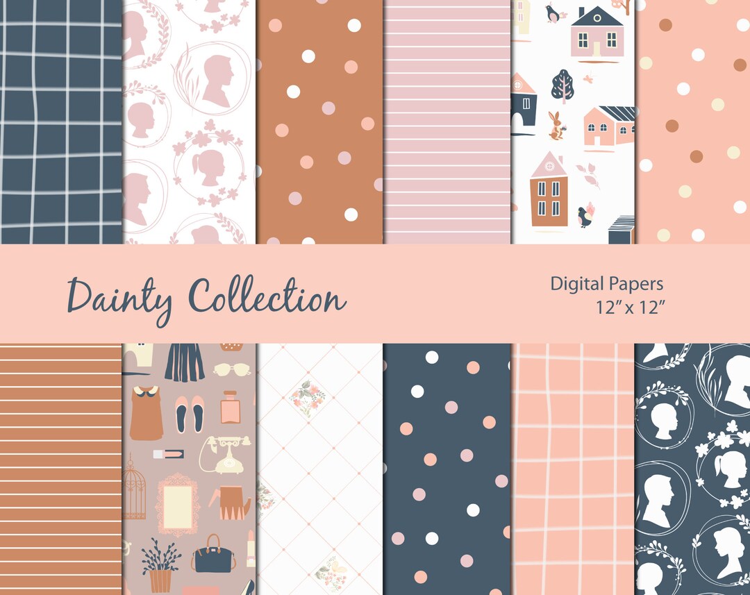 Dainty Pattern Digital Scrapbook Paper: Polka Dot Paper, Lined Paper ...