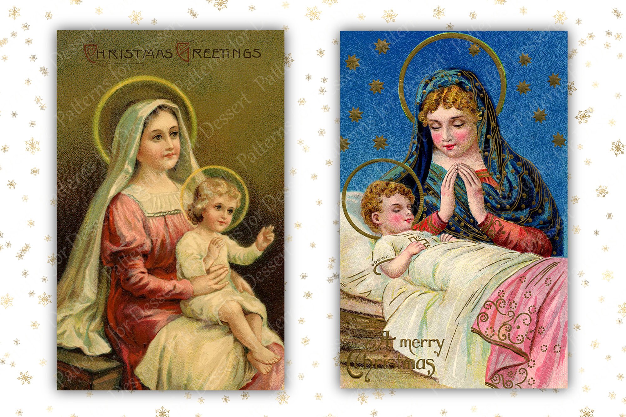 Vintage Mary & Jesus Christmas Cards: Vintage Illustrations, Antique ...