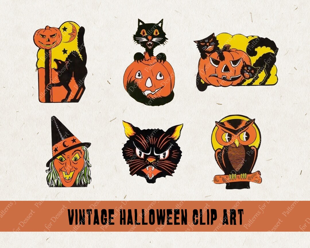 Vintage Halloween Clip Art II - Etsy