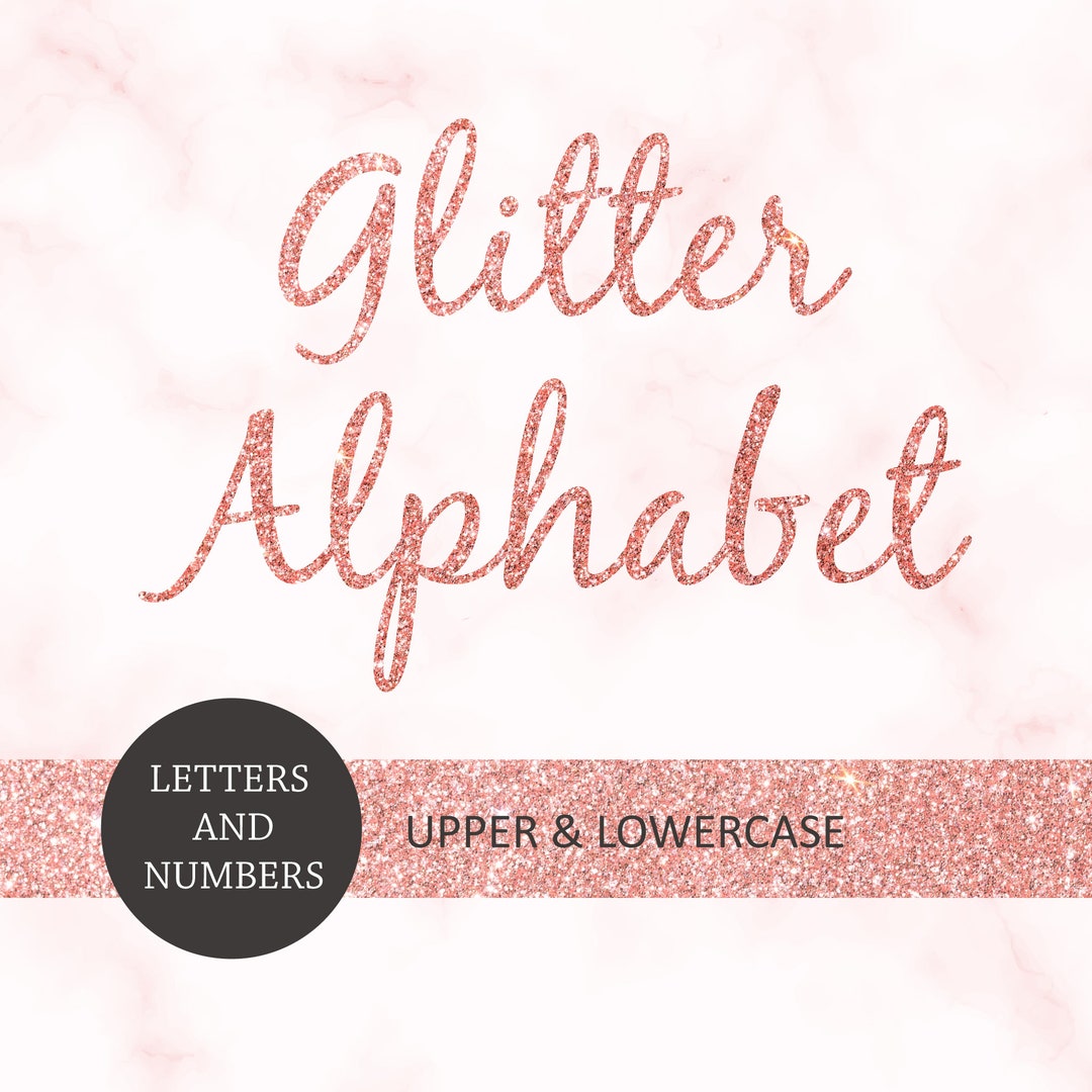Rose Gold Glitter Alphabet Clip Art: PNG Letters & Numbers (digital ...