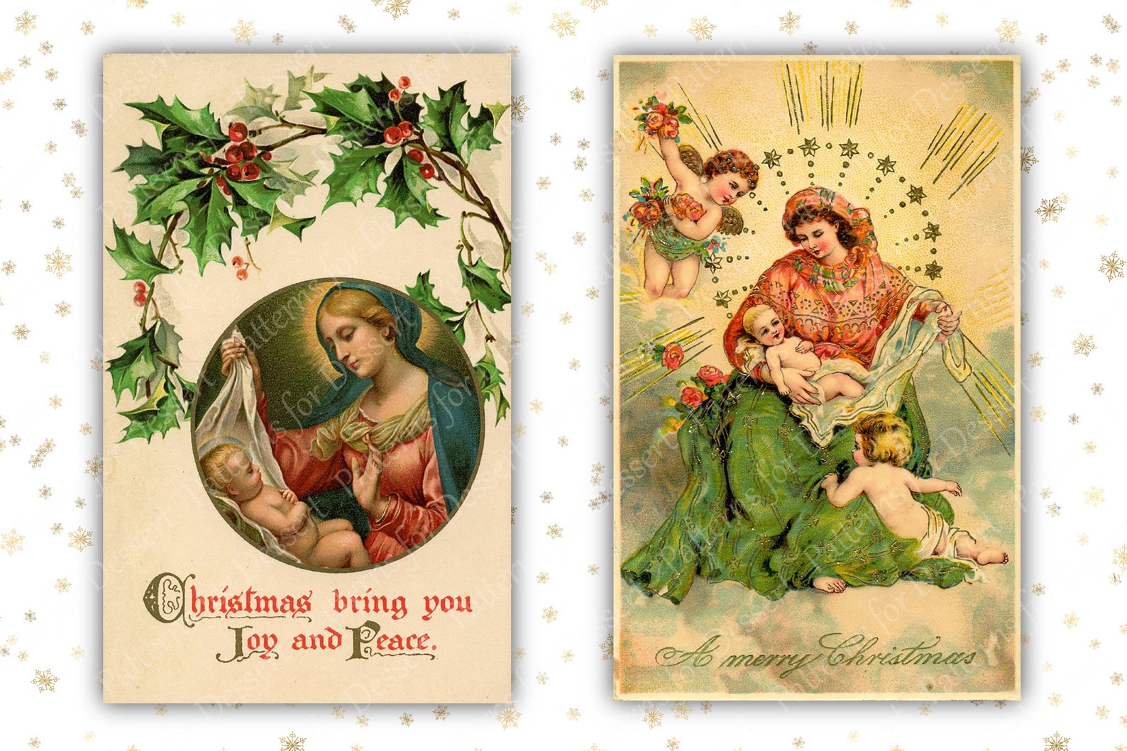 Vintage Mary & Jesus Christmas Cards: Vintage Illustrations, Antique ...
