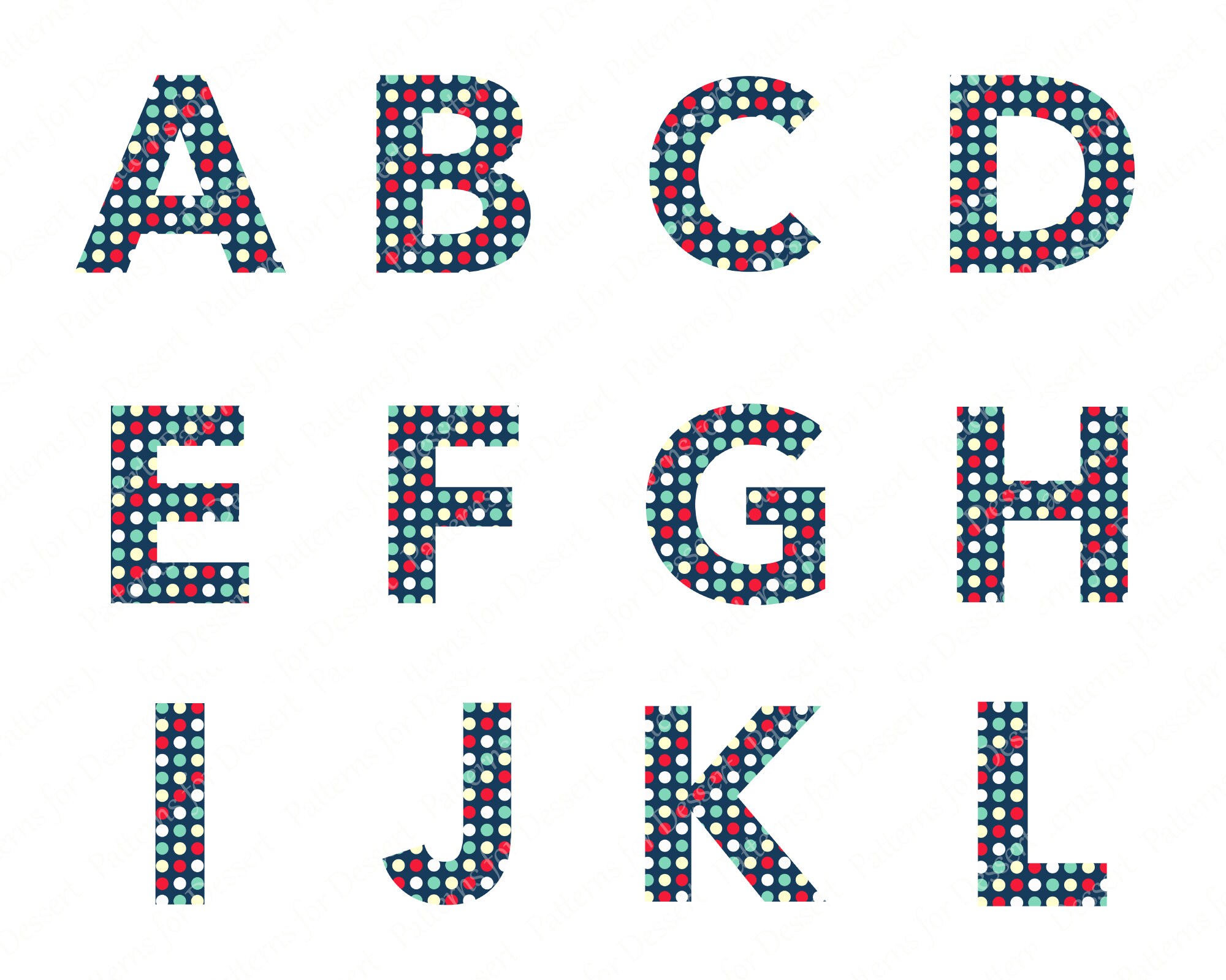 Big Bold Polka Dot Alphabet I: Letter Clip Art Polka Dot - Etsy