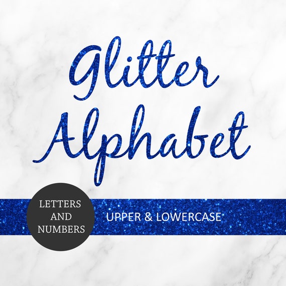 Blue Glitter Digital Alphabet Clip Art Scrapbooking Elements | Etsy
