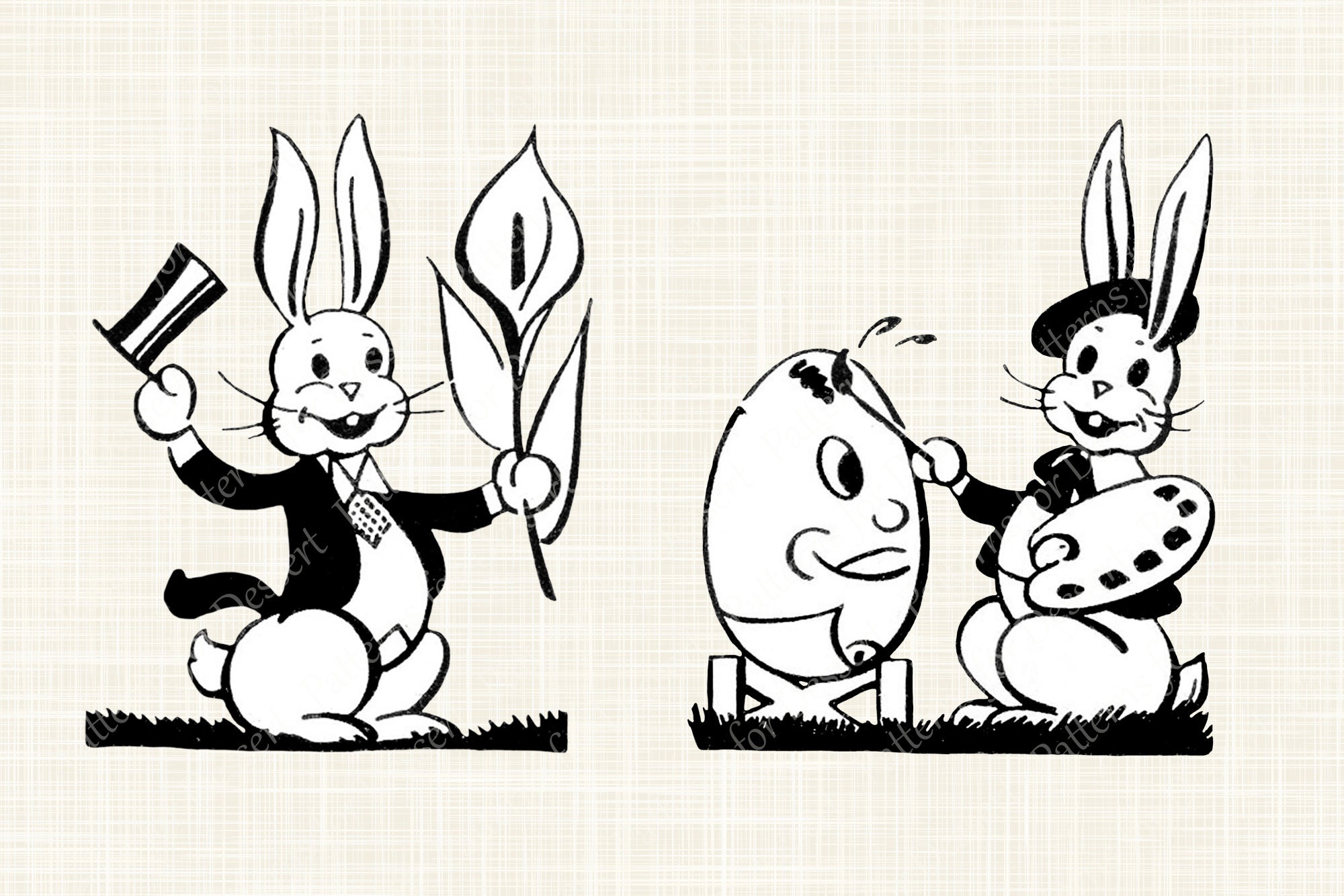 Vintage Easter Bunny Clip Art | Vintage Images | Digital Download - Etsy