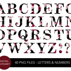 Pink and Red Floral Alphabet Clip Art | Pink Flowers | Flower Alphabet ...