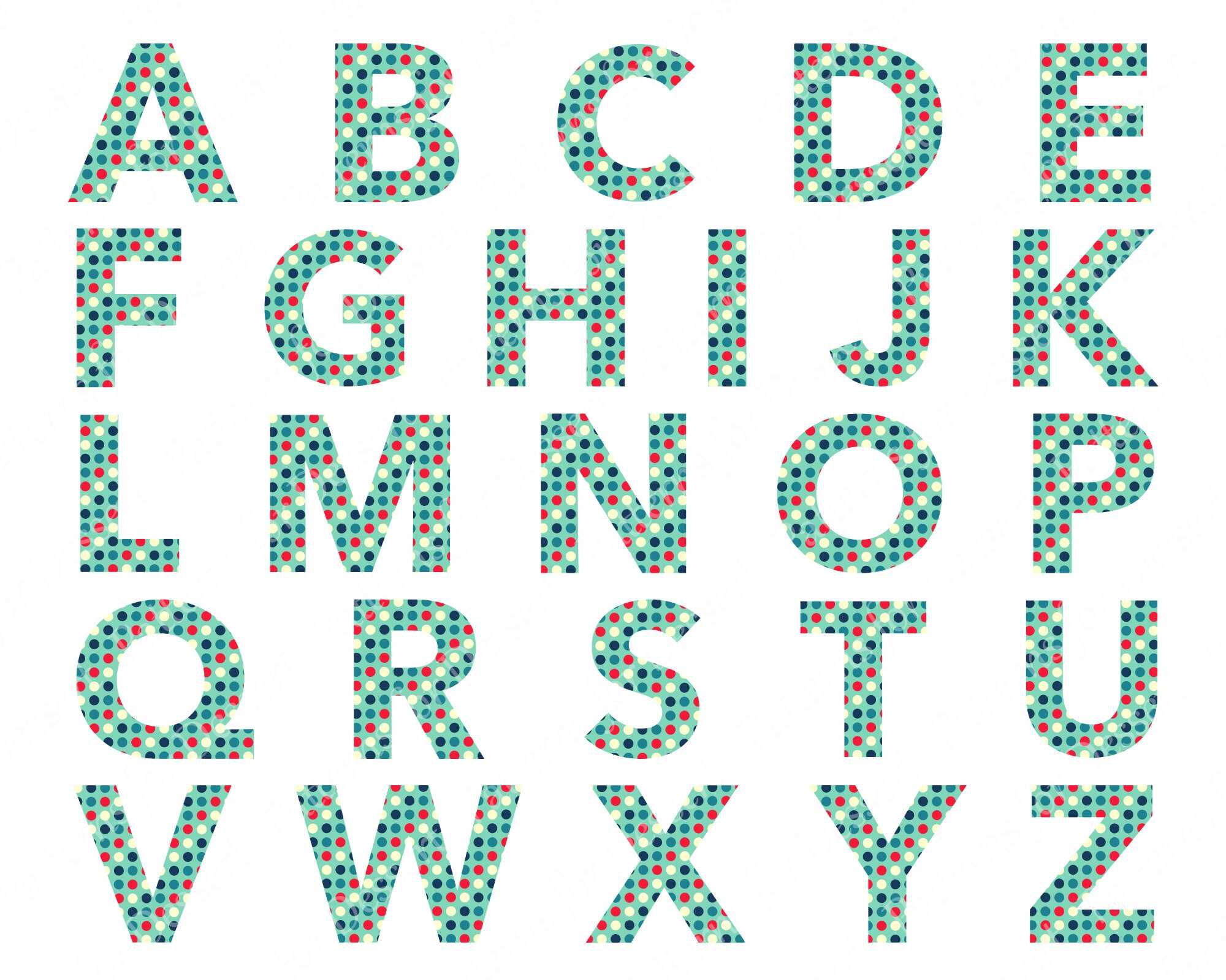 Big Bold Polka Dot Alphabet II: Letter Clip Art Polka Dot Pattern ...