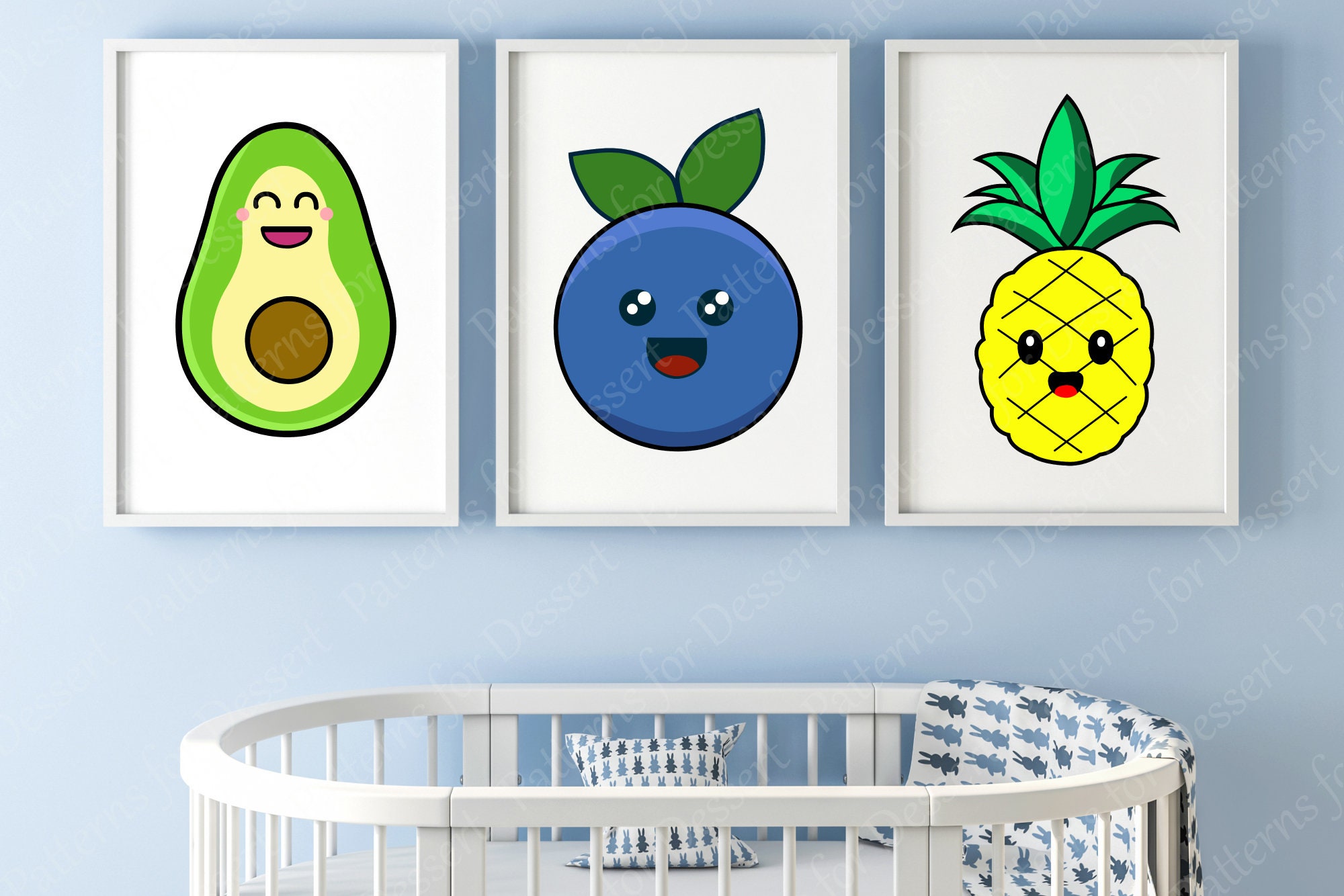 Cute Kawaii Fruit Clip Art: Scrapbook Elements, Characters, Digital ...